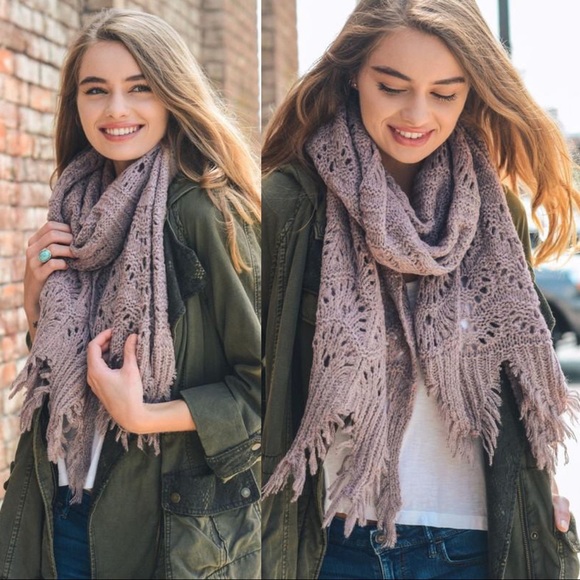 Infinity Raine | Accessories | Feather Knit Boho Scarflavender | Poshmark